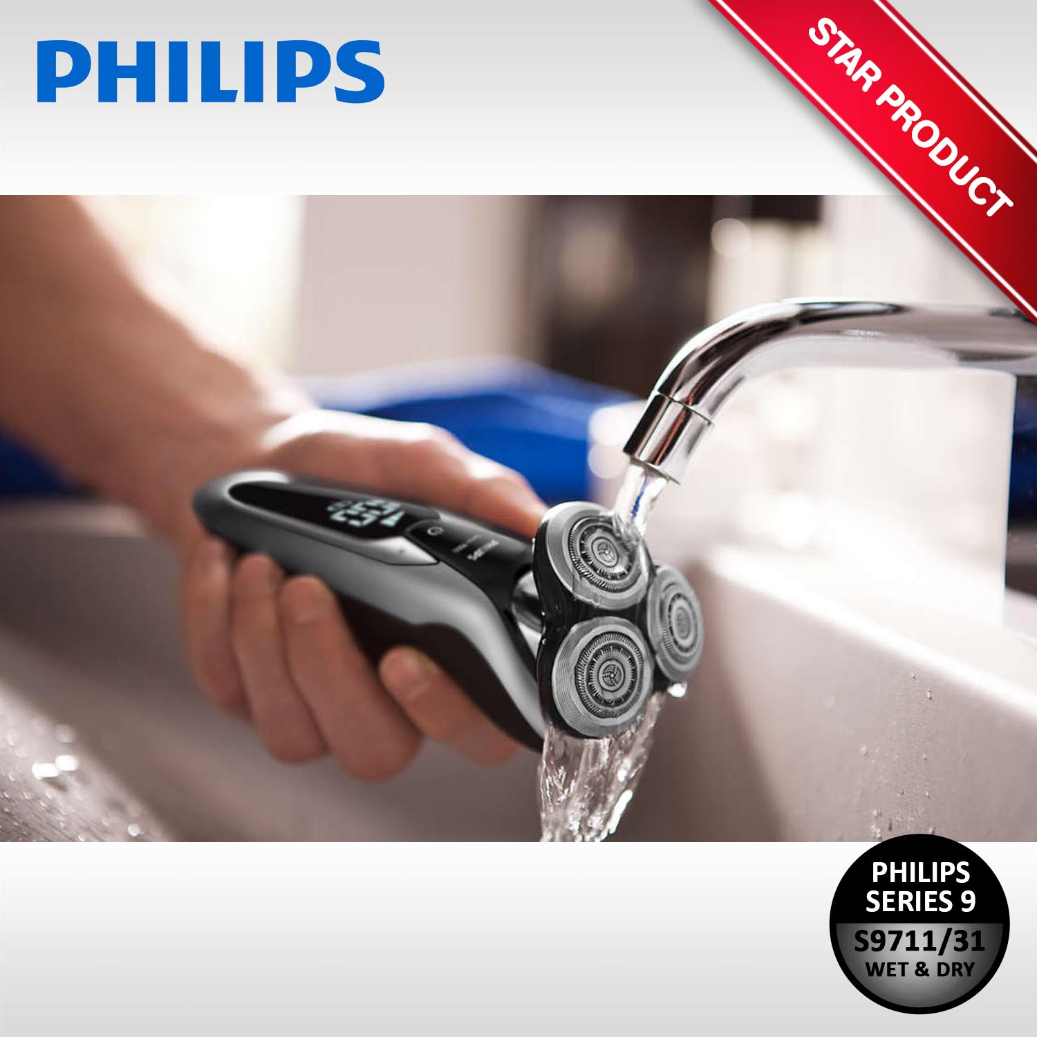 PHILIPS Series 9000 S9711-31 Wet & Dry Electric Shaver Razer SmartClean ...